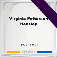 Virginia Patterson Hensley †30 (1932 - 1963) Online memorial [en]